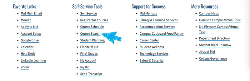 Self-Service Course Search Guide | Mid Michigan College - Harrison, MI